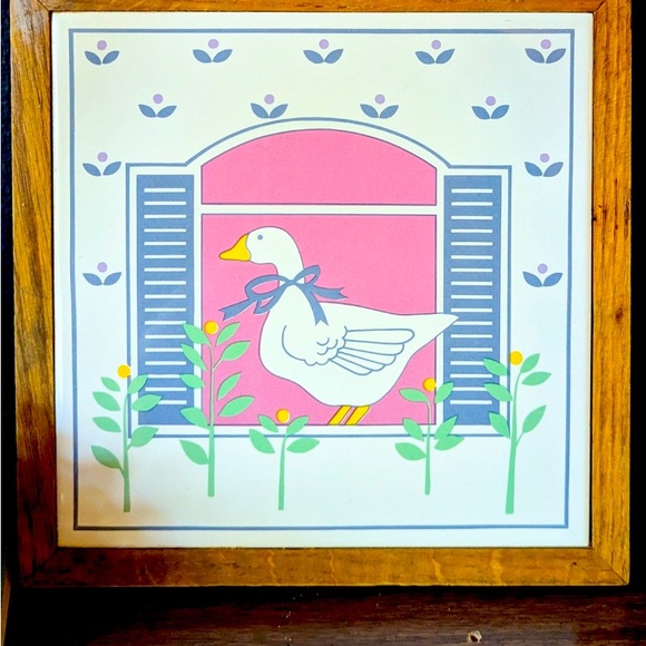 Wall Decor | Vintage 198s Goose Decorative Hanging Tile Cottagecore ...